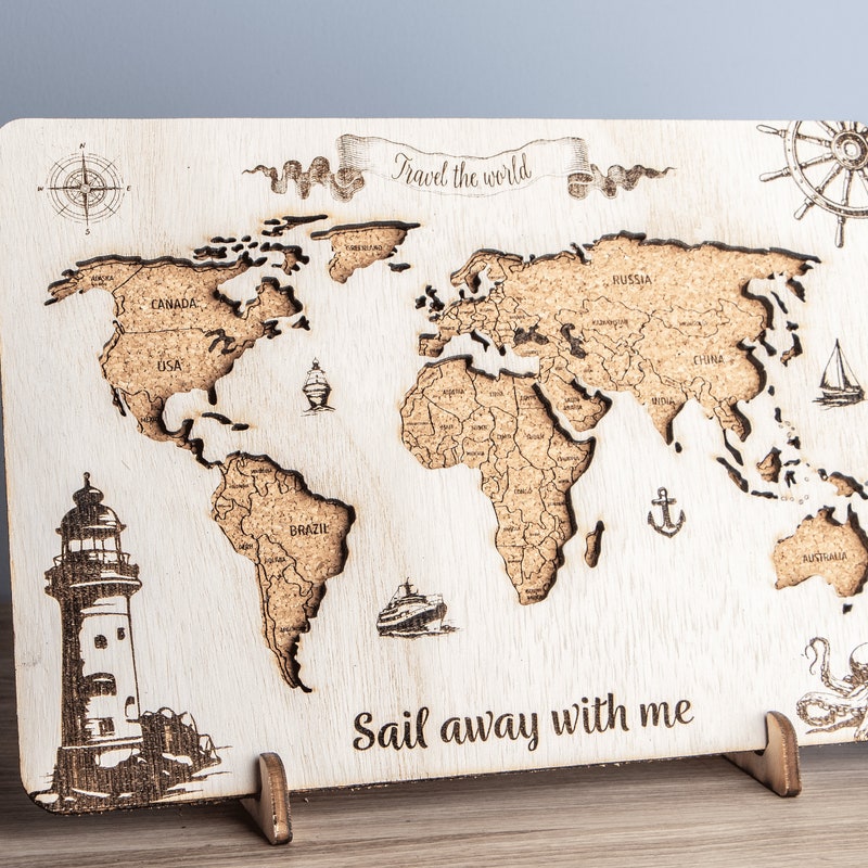 Wood World Map - Etsy