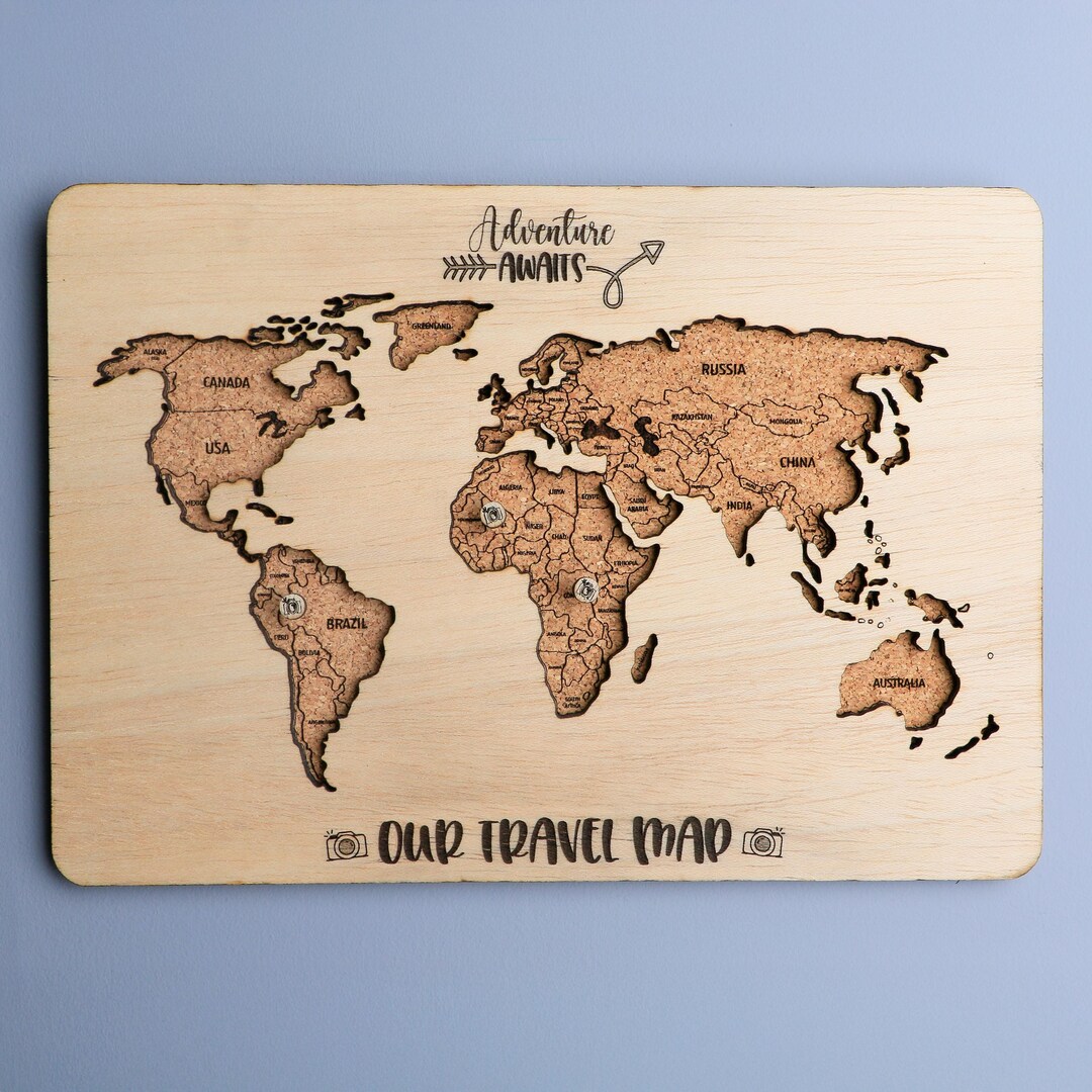 Mapa mundi personalizado, arte de parede, placa de cortiça ...