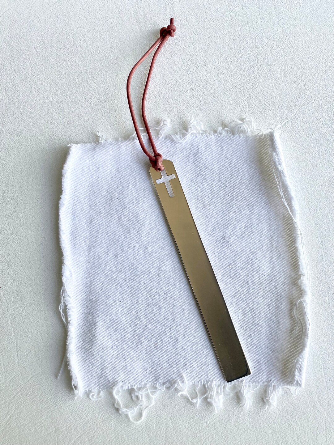 Silver Metal Bookmark With Leather Cord - Etsy