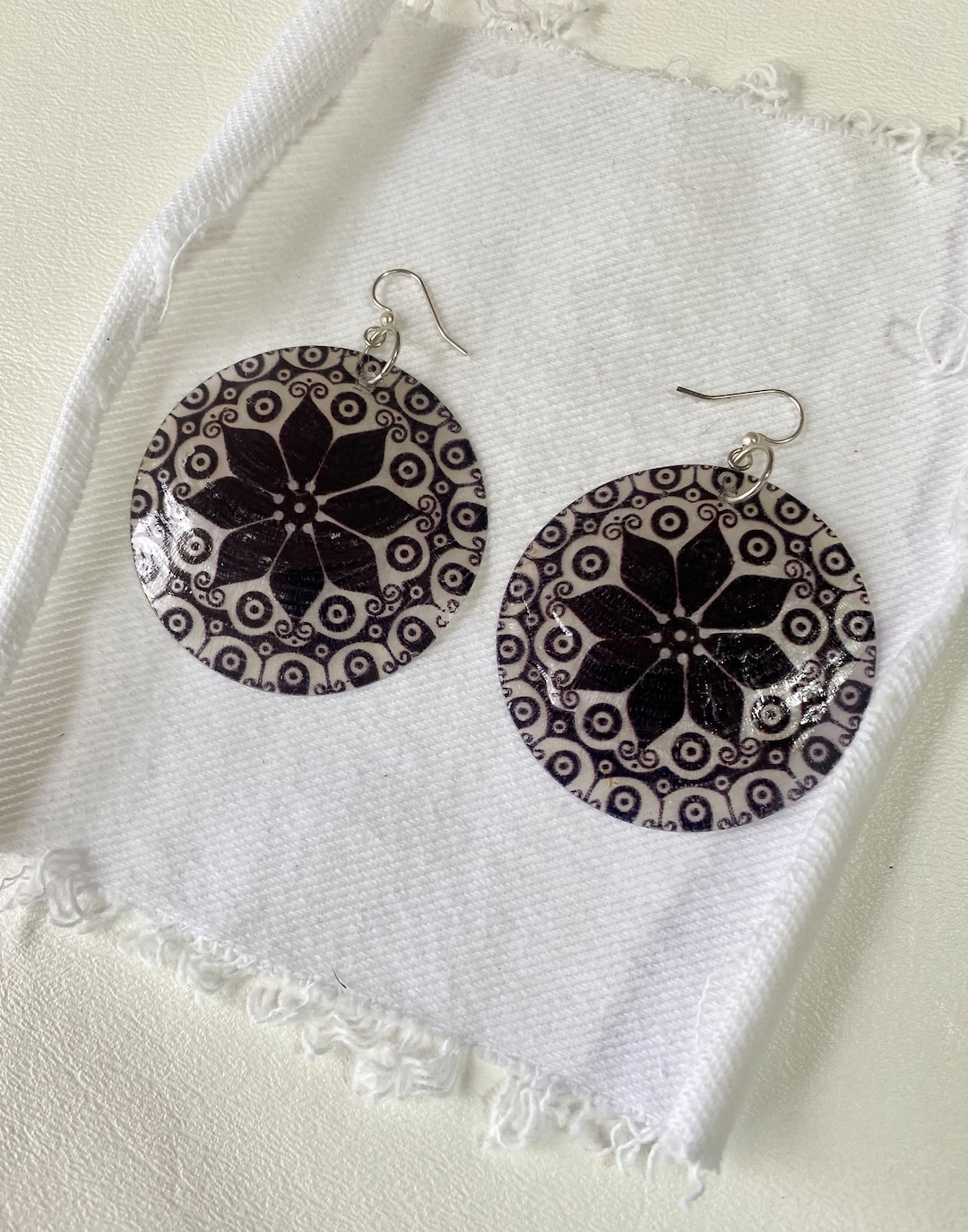 Capiz Shell Earrings Mandala - Etsy