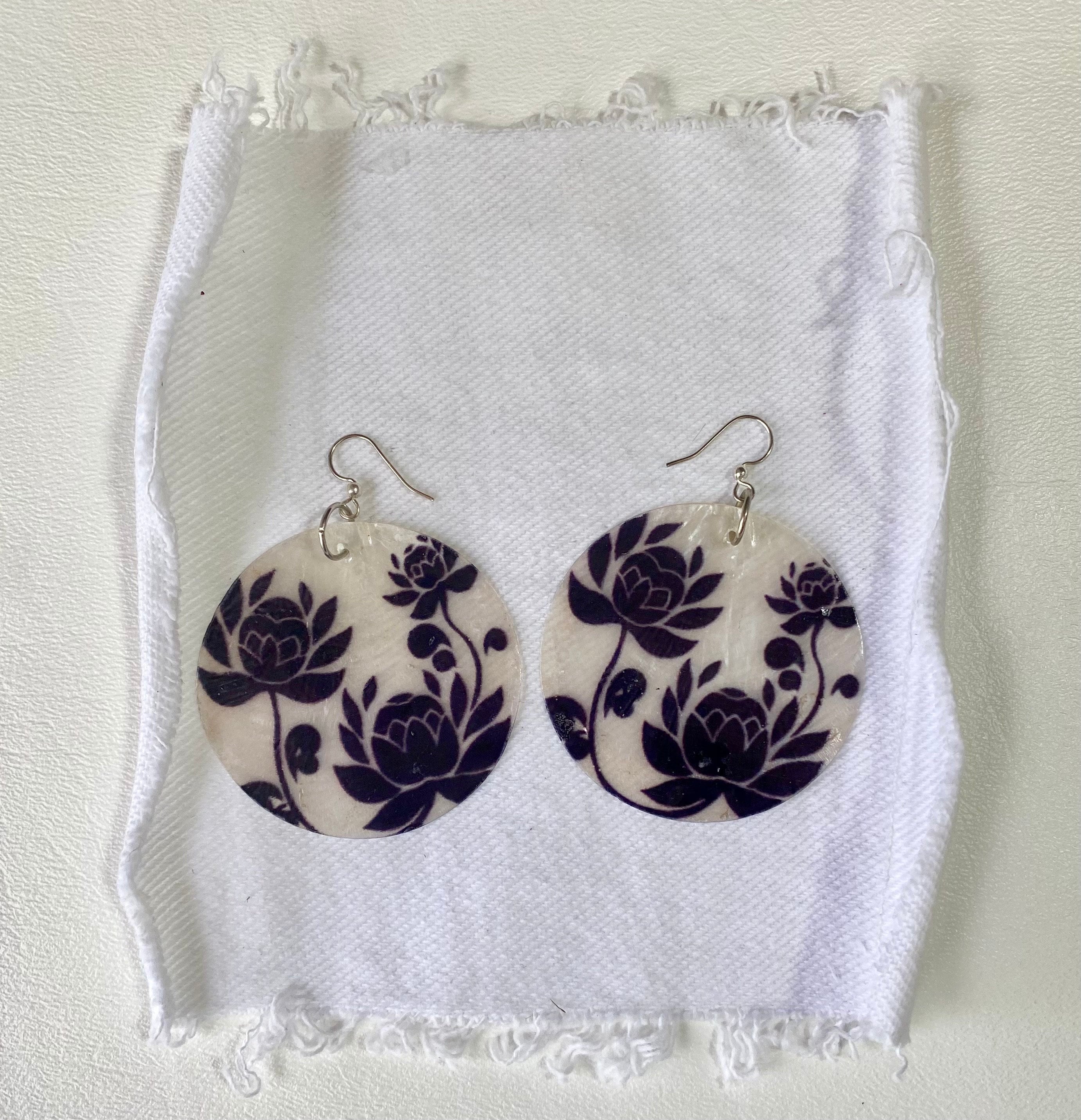 Capiz Shell Earrings- Lotus Flower - Etsy