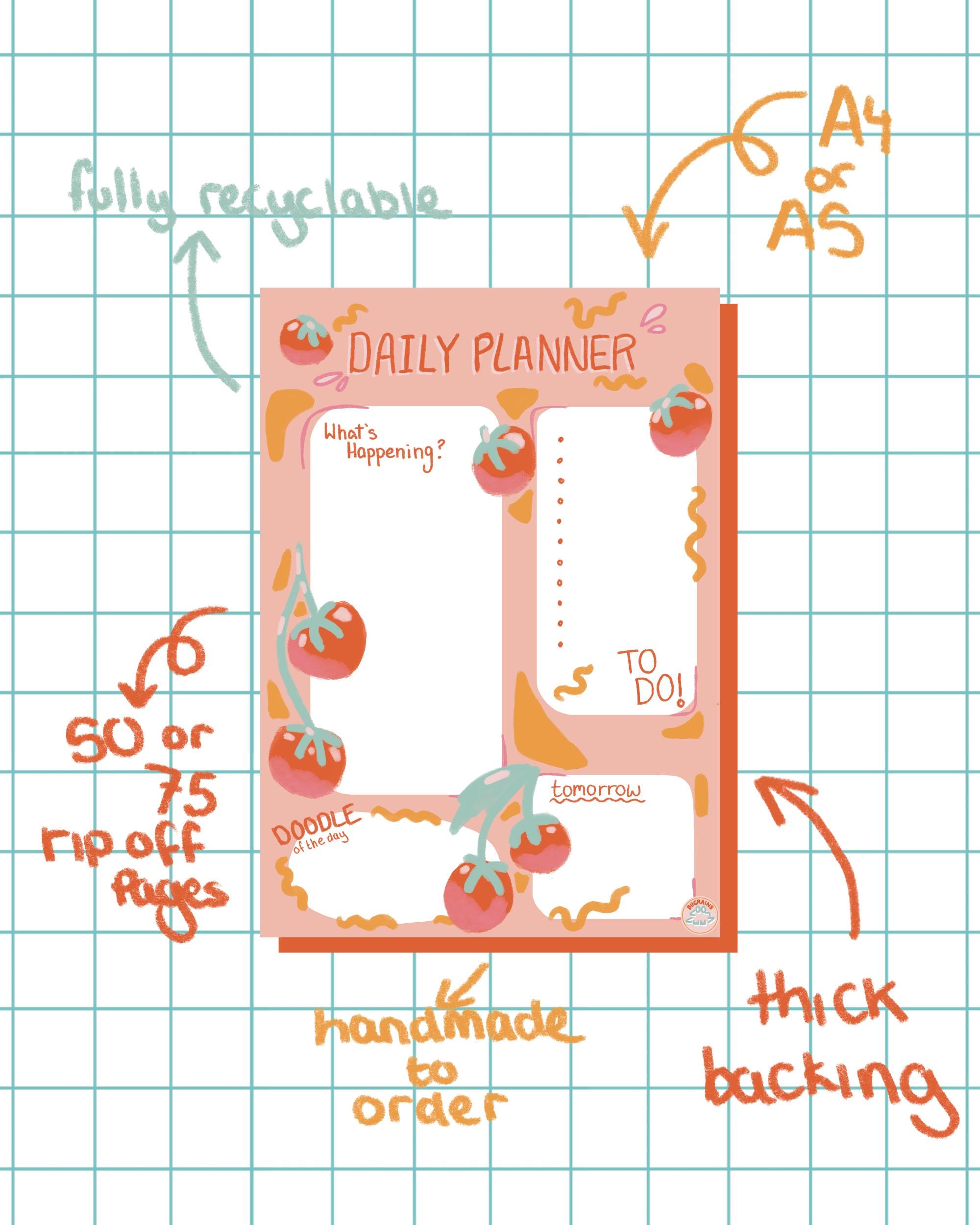 Tomato-themed Daily Planner Notepad | Fully Recyclable, Handmade to Order - Etsy