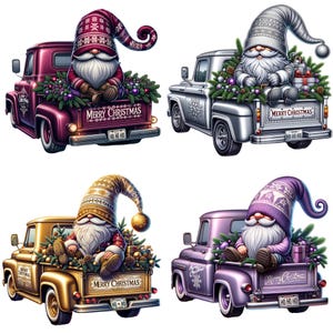 Christmas Truck Gnomes Clipart, 12 PNG Christmas Clipart, Christmas ...
