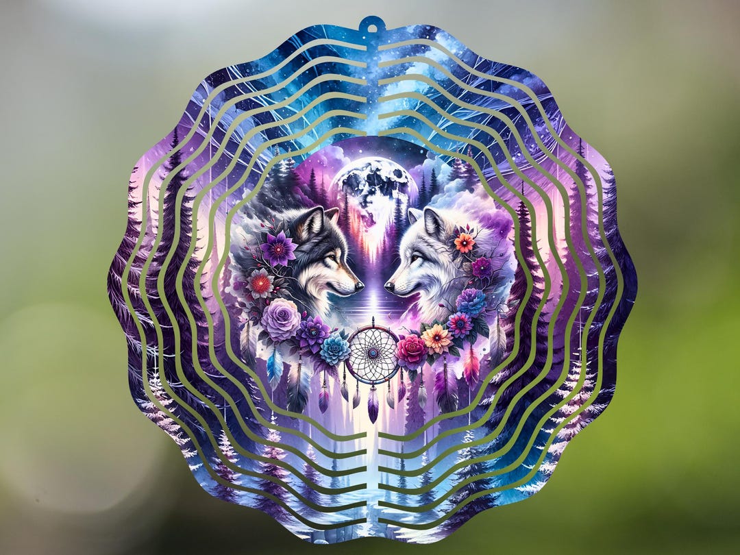 Wolf Wind Spinner Design, Dreamcatcher Sublimation Design Celestial ...
