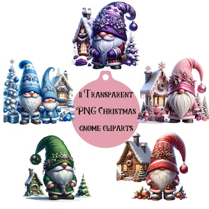 Christmas Gnome Clipart Bundle, Winter Gnome Png Graphics, Christmas ...