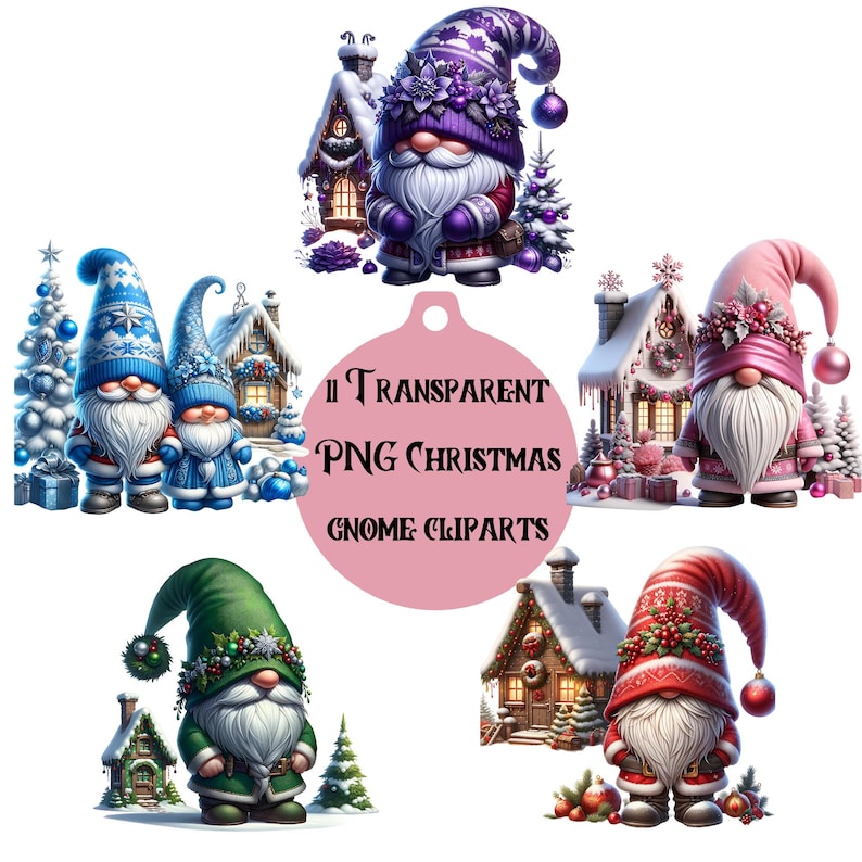 Christmas Gnome Clipart Bundle, Winter Gnome Png Graphics, Christmas ...