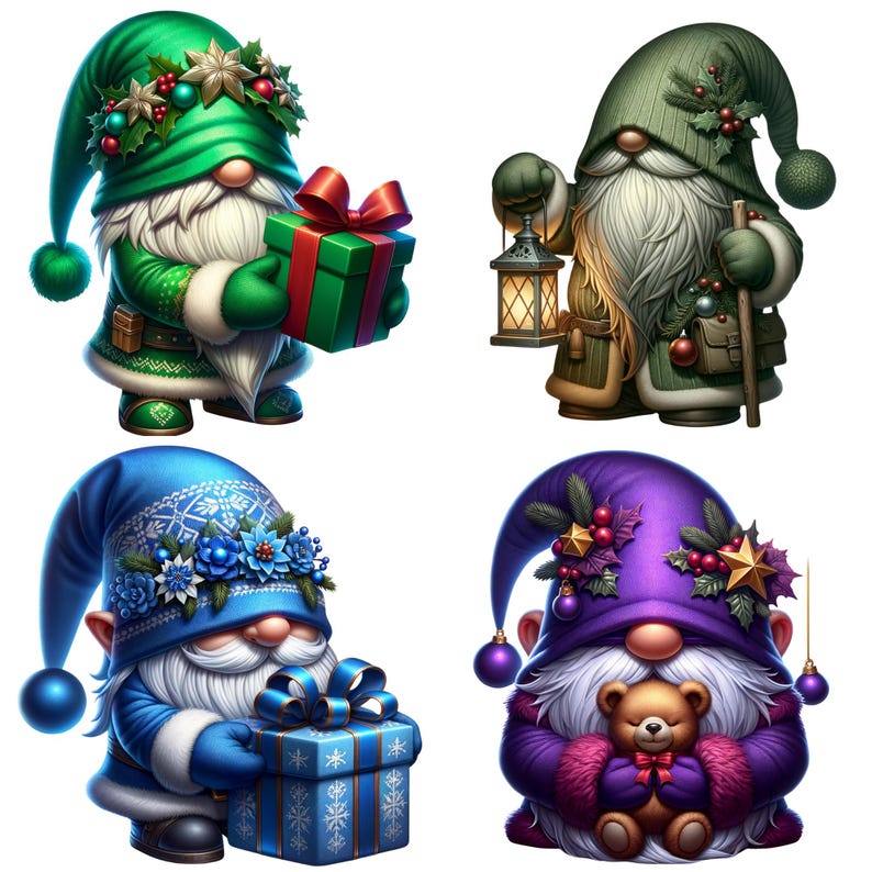 Christmas Gnome Clipart Bundle, 28 Winter Gnome Png Sublimation ...