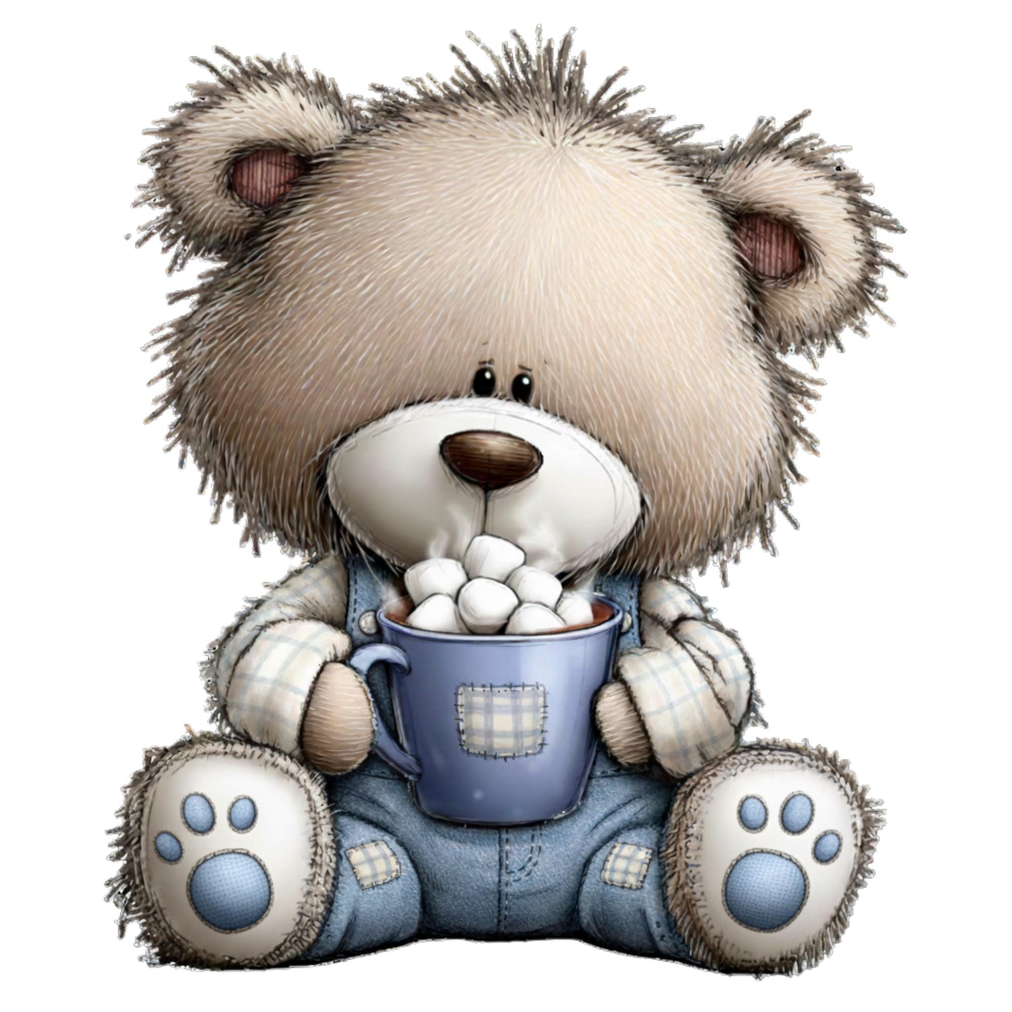 Christmas Denim Bears Clipart Bundle | Cute Winter Bear PNG Set | Cozy ...