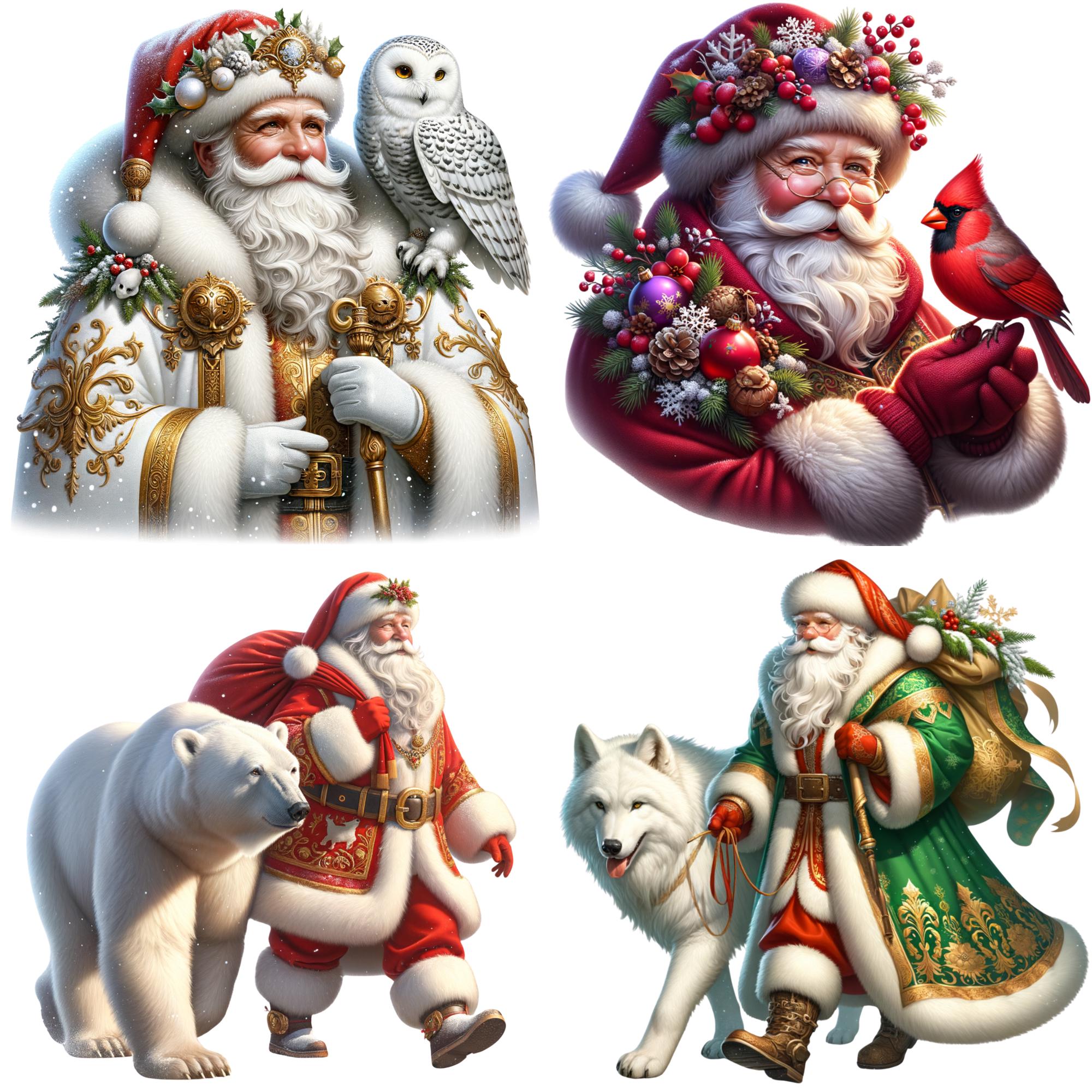 Santa Clipart | Festive Santa Animal Clipart Bundle | 12 High-quality ...