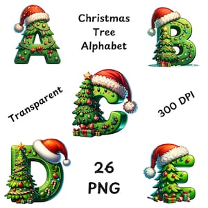 Christmas Alphabet, Christmas Tree Alphabet, Letters Png, Alphabet Png ...
