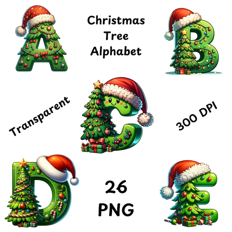 Christmas Alphabet, Christmas Tree Alphabet, Letters Png, Alphabet Png ...