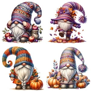 Fall Gnomes Clipart Bundle, 16 PNG Autumn Clipart, Pumpkin Spice Gnomes ...