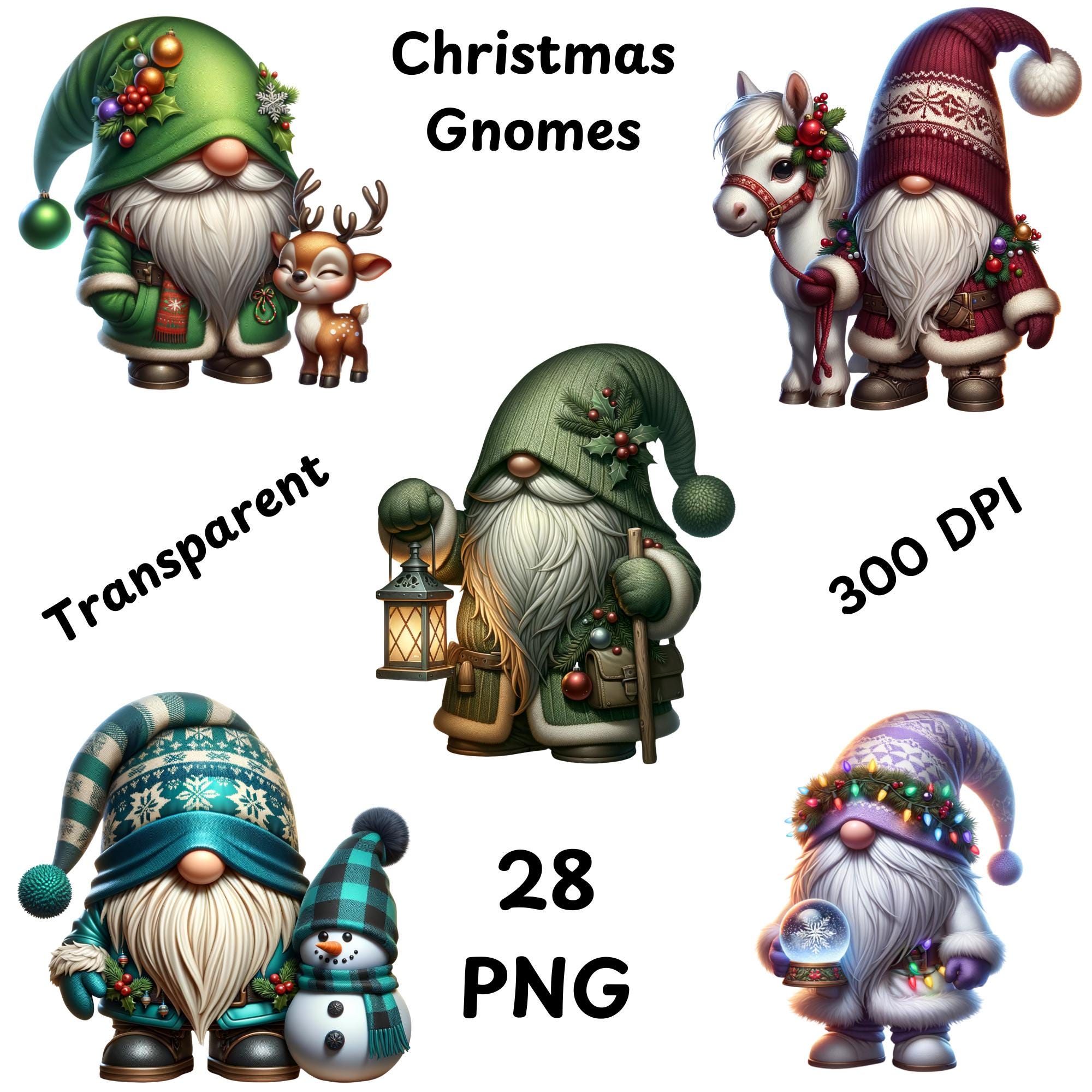Christmas Gnome Clipart Bundle, 28 Winter Gnome Png Sublimation ...