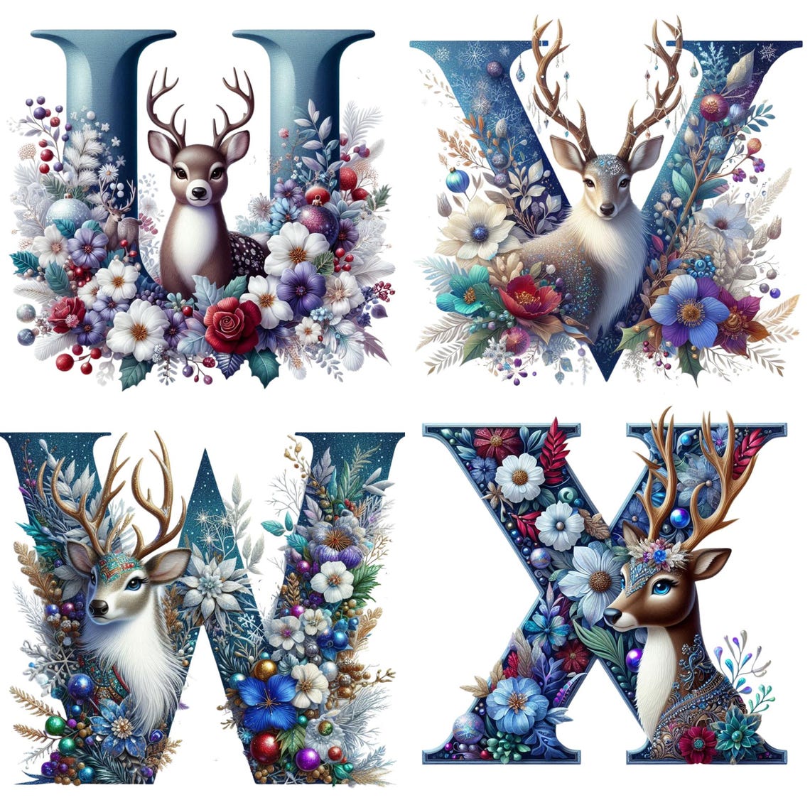 Christmas Alphabet PNG 26 Christmas Letters Clipart Reindeer Alphabet ...