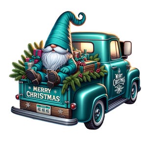 Christmas Truck Gnomes Clipart, 12 PNG Christmas Clipart, Christmas ...