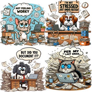 Funny Office Clipart PNG Bundle, 24 Office Humor Cartoons, Sarcastic Co ...
