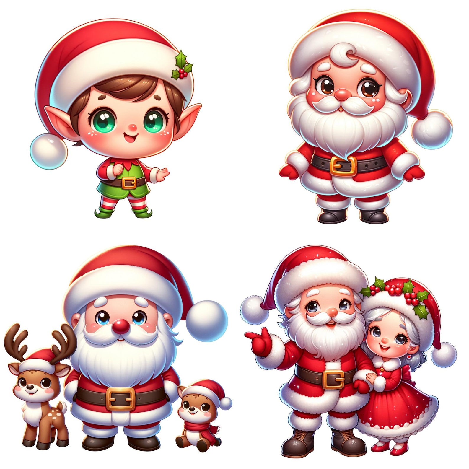 Santa Clipart | Santa Clipart Bundle | 12 High-quality Designs ...