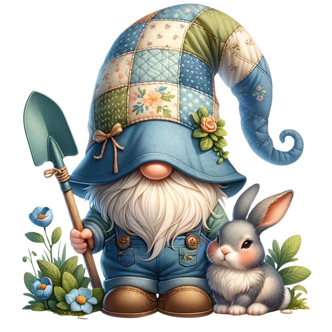 Garden Gnomes Clipart Bundle, 12 PNG Watercolor Spring Garden Clipart ...