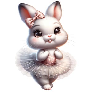 Watercolor Ballerina Bunny Clipart Bundle, 12 PNG Cute Bunny Clipart ...