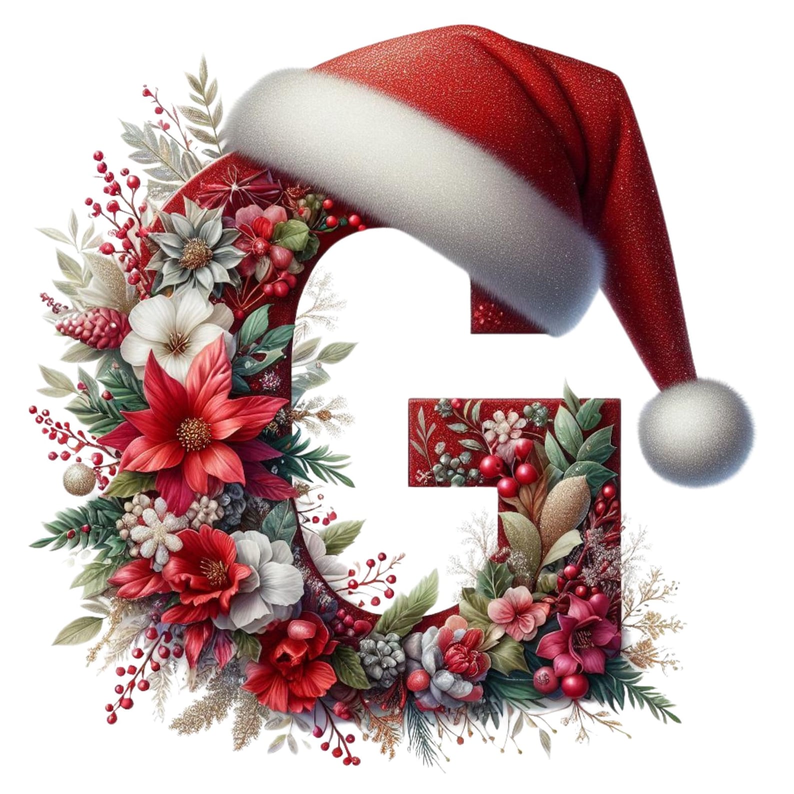 Christmas Alphabet, Santa Hat Alphabet, Letters Png, Alphabet Png ...