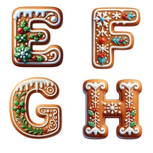 Christmas Alphabet Clipart Gingerbread - 26 High Quality Pngs, Memory ...