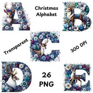Christmas Alphabet PNG 26 Christmas Letters Clipart Reindeer Alphabet ...