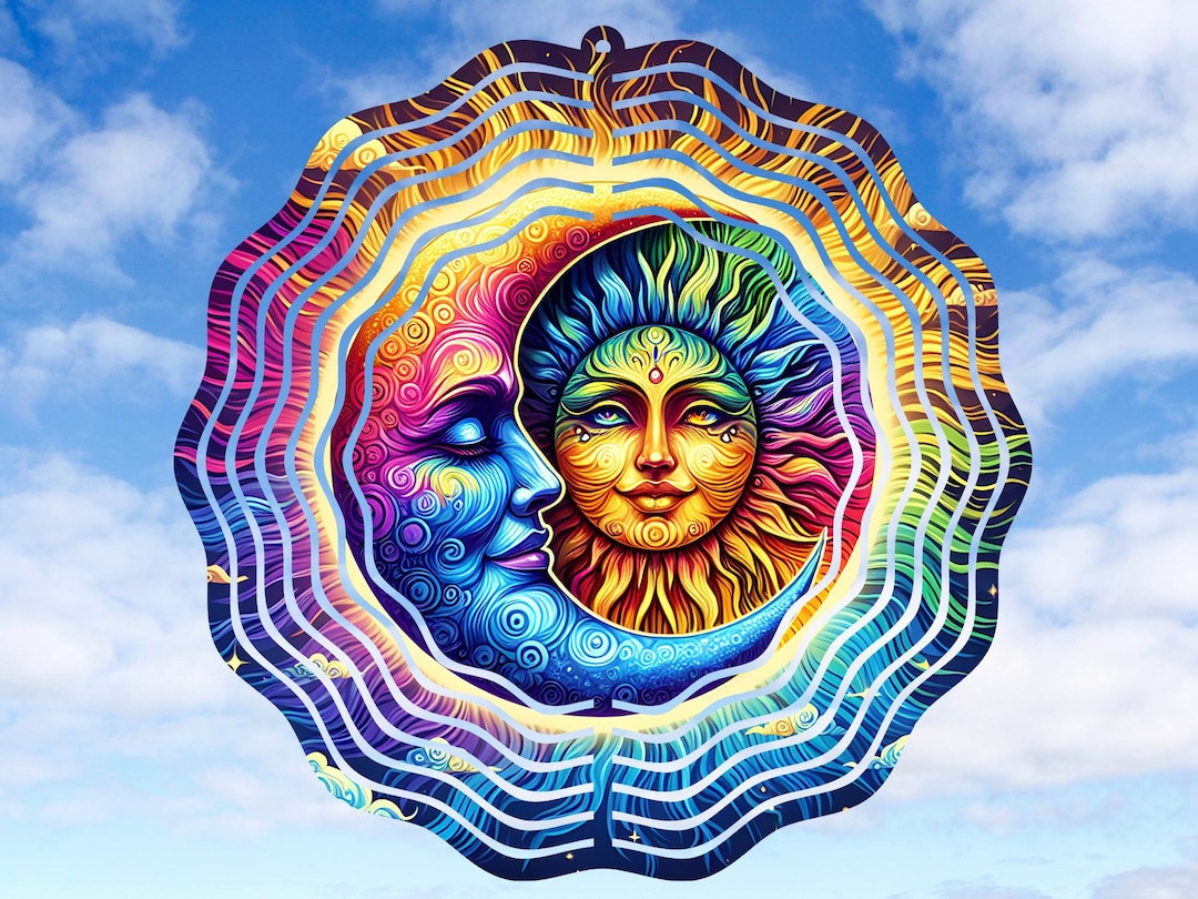 Sun and Moon Wind Spinner Rainbow Sublimation Design Template, Wind ...