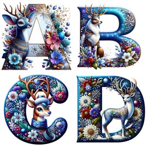 Christmas Alphabet PNG 26 Christmas Letters Clipart Reindeer Alphabet ...