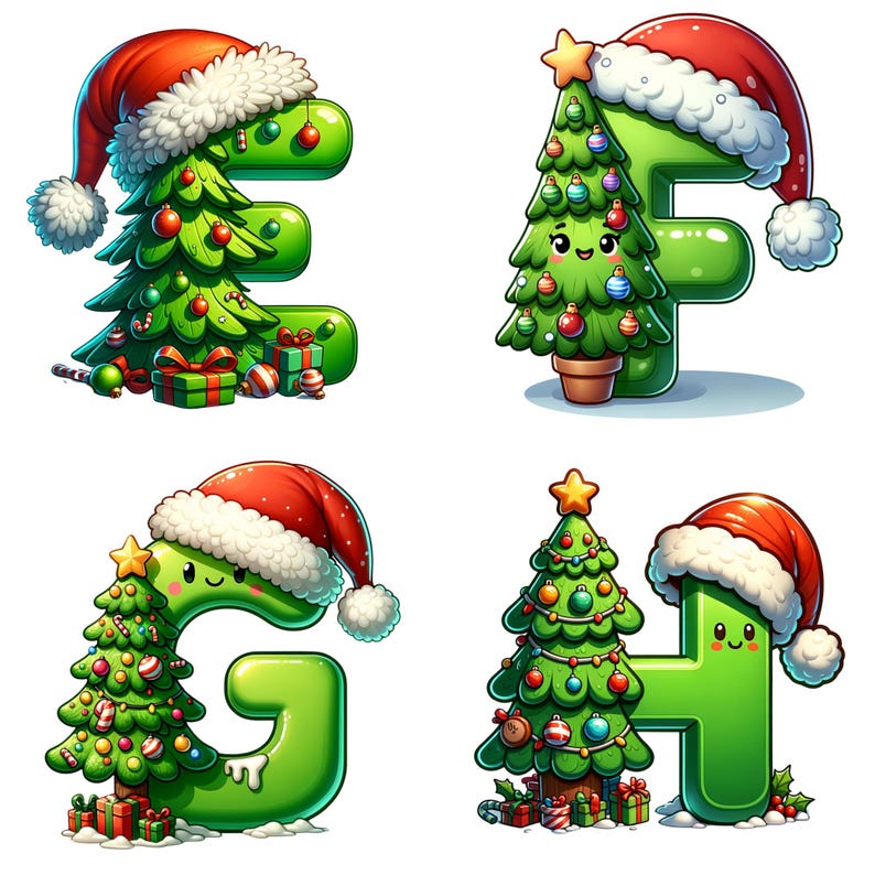 Christmas Alphabet, Christmas Tree Alphabet, Letters Png, Alphabet Png ...