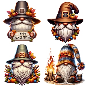 Fall Gnomes Clipart Bundle, 16 PNG Autumn Clipart, Pumpkin Spice Gnomes ...