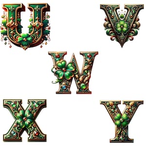 St Patrick's Day Alphabet PNG, Shamrock Letters, St Patricks Day Art ...