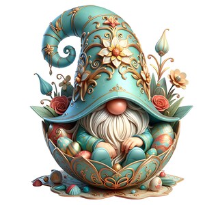 Easter Egg Gnomes 12 PNG Clipart Bundle, Cute Spring Flower Easter ...