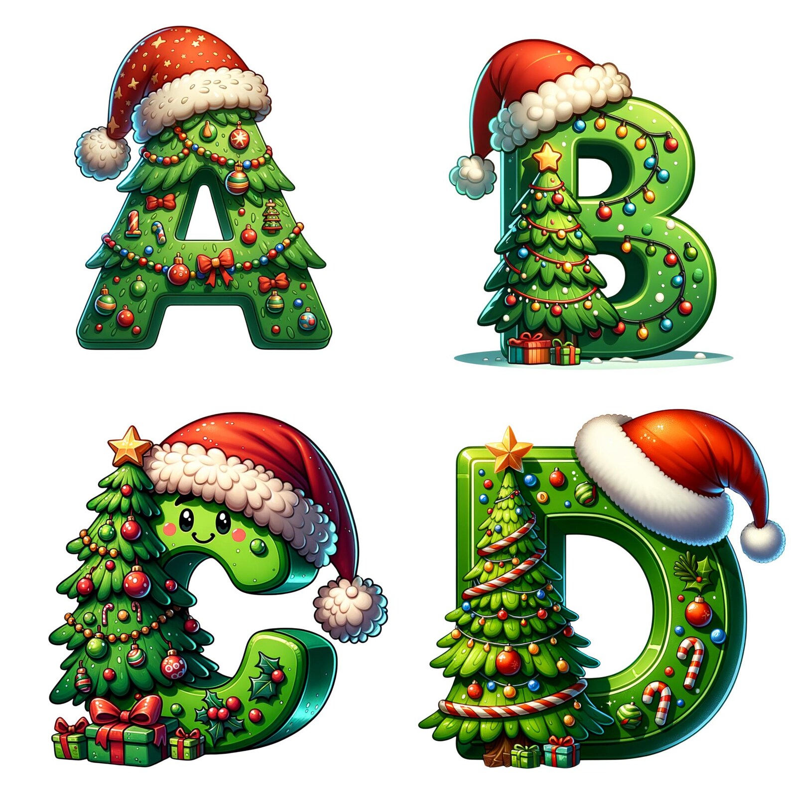 Christmas Alphabet, Christmas Tree Alphabet, Letters Png, Alphabet Png ...