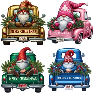 Christmas Truck Gnomes Clipart, 25 PNG Christmas Clipart, Christmas ...