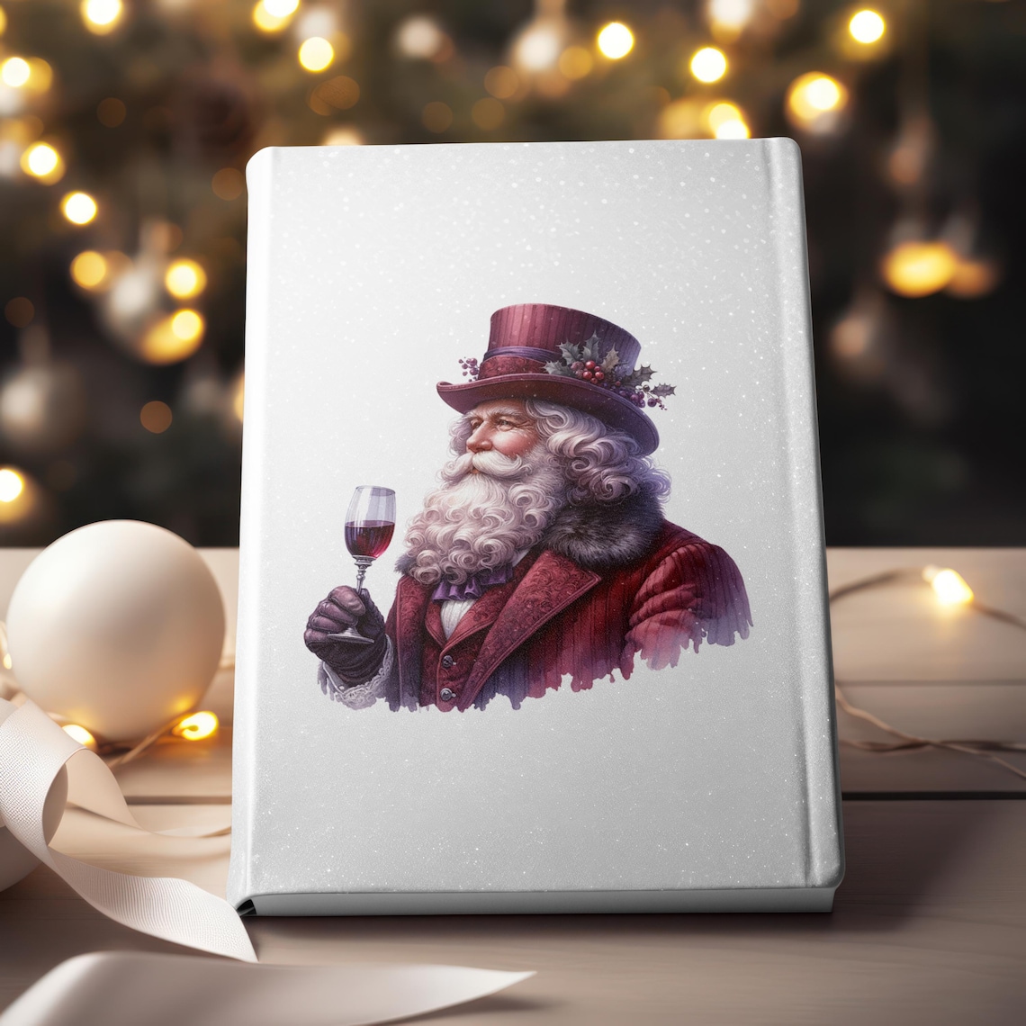 Santa Claus With Glass of Wine Art Print | Vintage Santa PNG | Winter ...
