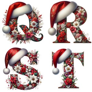 Christmas Alphabet, Santa Hat Alphabet, Letters Png, Alphabet Png ...