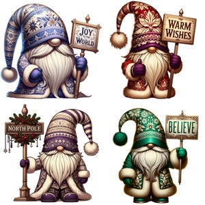 Watercolor Festive Gnomes Clipart Bundle, 16 PNG Christmas Gnomes ...