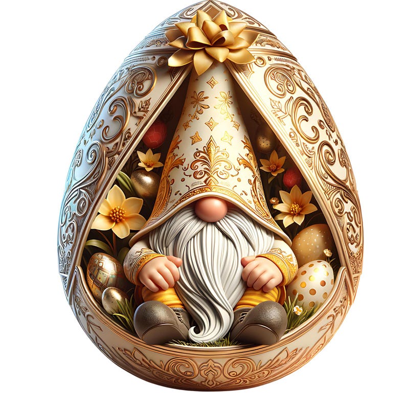 Easter Egg Gnomes 12 PNG Clipart Bundle, Cute Spring Flower Easter ...