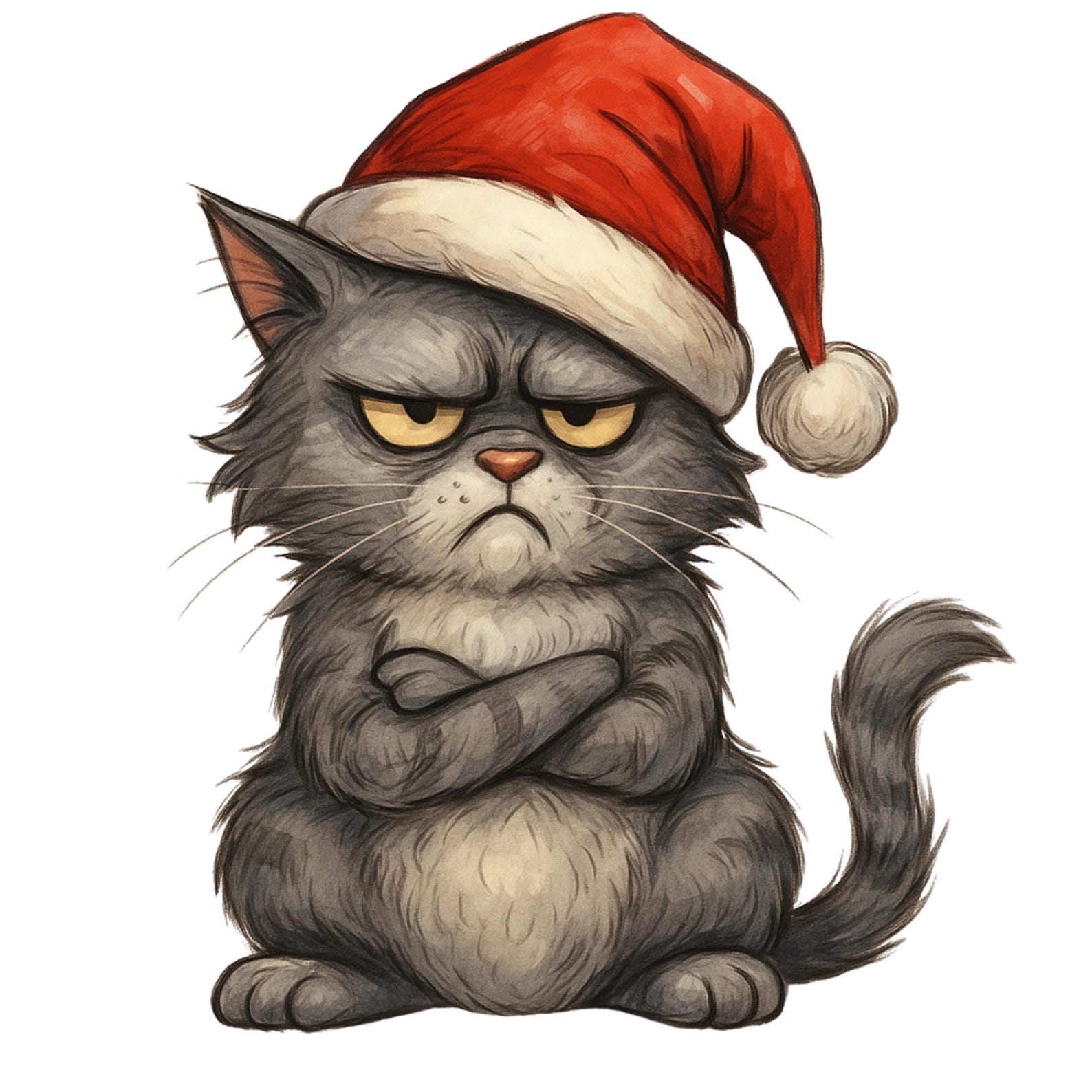 Quirky Christmas Cats Clipart | 12 Funny Cat Pngs in Santa Hats | Cute ...
