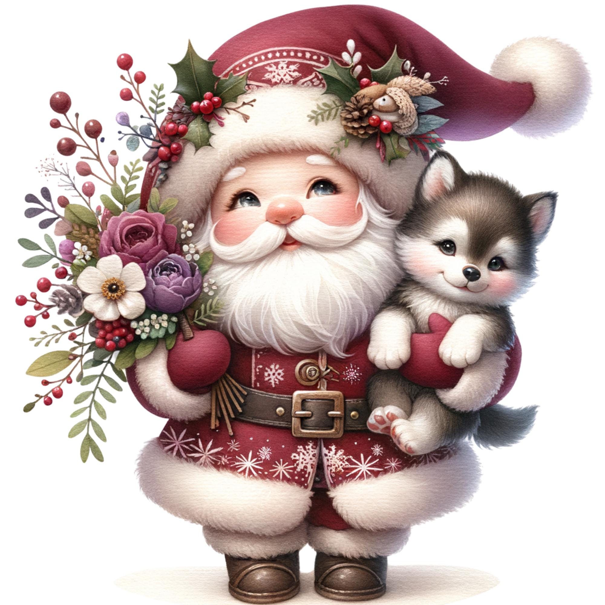 Santa Clipart | Festive Santa Animal Clipart Bundle | 12 High-quality ...