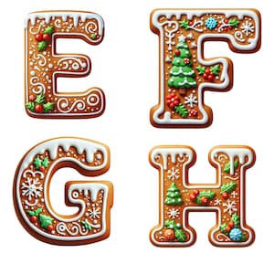 Christmas Alphabet Clipart Gingerbread 26 High Quality Pngs, Memory ...