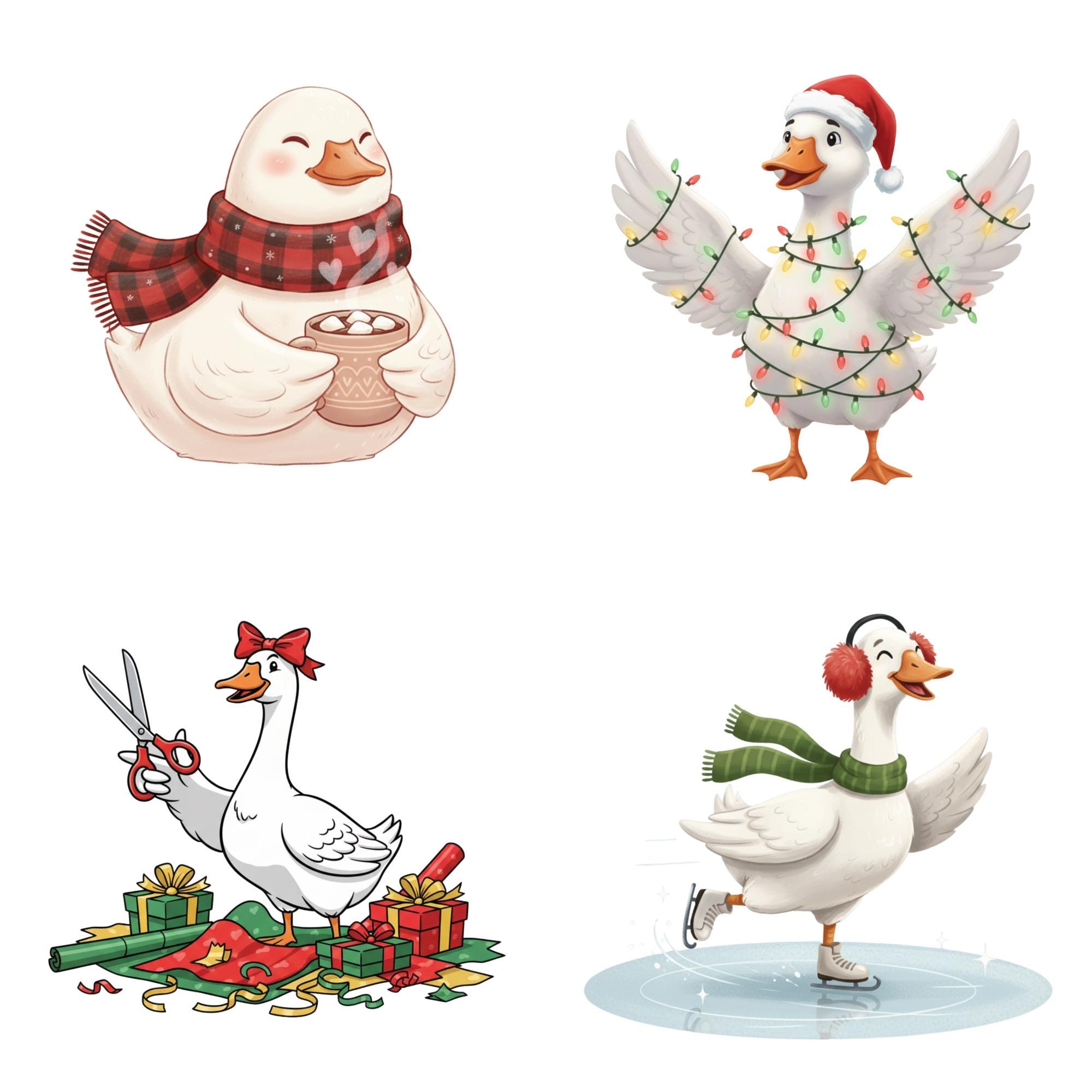 Christmas Silly Goose 20 Clipart Bundle | Funny Holiday Goose PNG Set ...