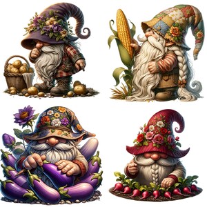 Garden Gnomes Clipart Bundle 12 PNG Watercolor Spring Garden Clipart ...