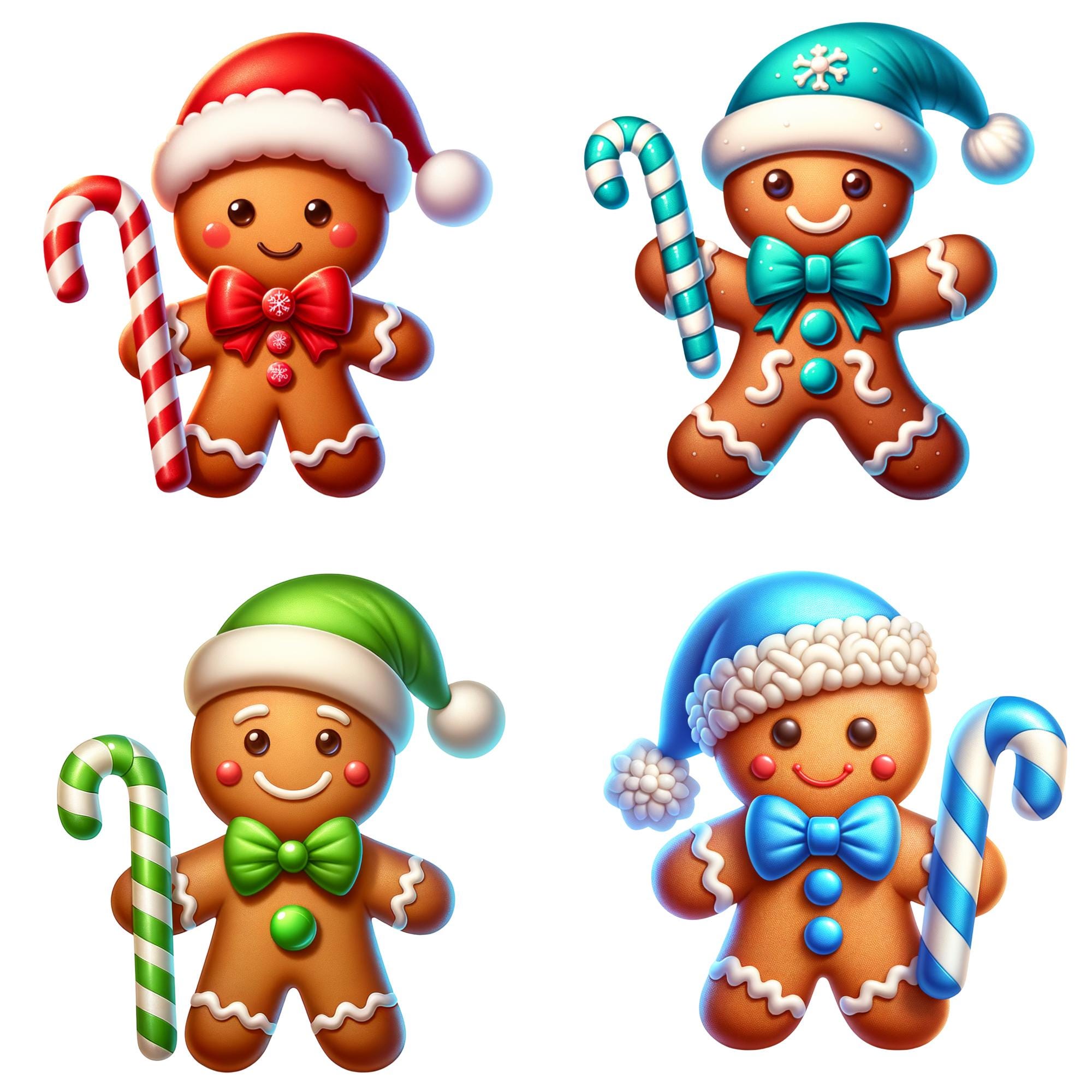 Gingerbread Man Clipart 12 PNG Festive Cookie Graphics, Holiday ...