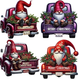 Christmas Truck Gnomes Clipart, 25 PNG Christmas Clipart, Christmas ...