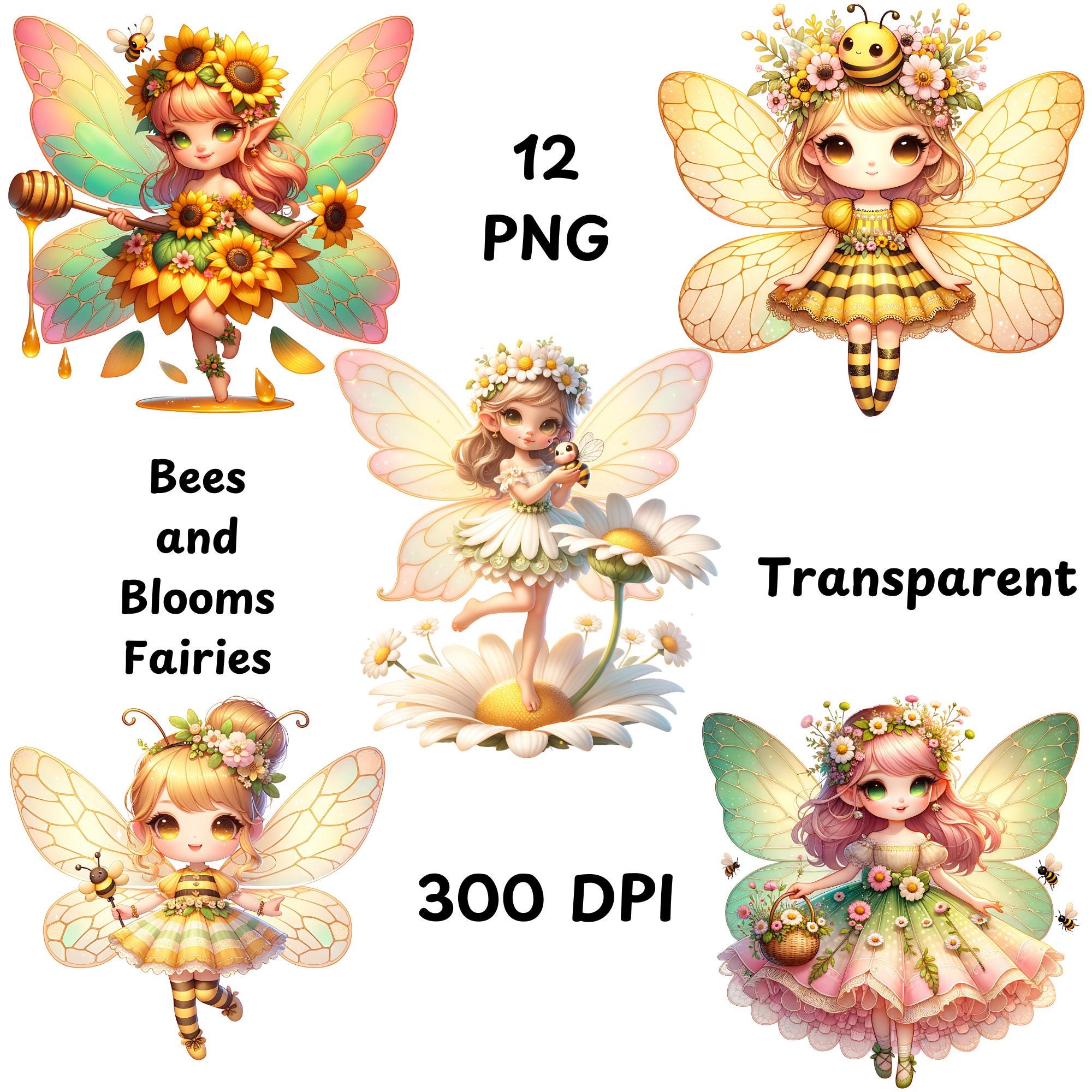 Bee Fairy Clipart 12 PNG Bee Fairy Watercolor Bee Fairies Clipart, Bee ...