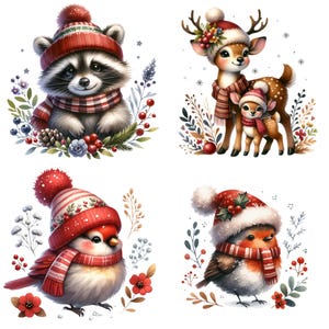 Winter Woodland Animals Clipart, Woodland Clipart Watercolor, 16 Cute ...
