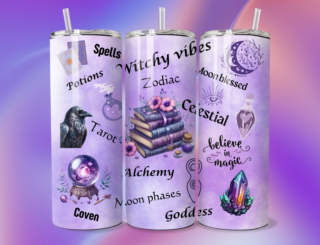 Witchy Vibes 20 Oz Skinny Tumbler Sublimation Design Digital Download