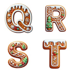 Christmas Alphabet Clipart Gingerbread 26 High Quality Pngs, Memory ...