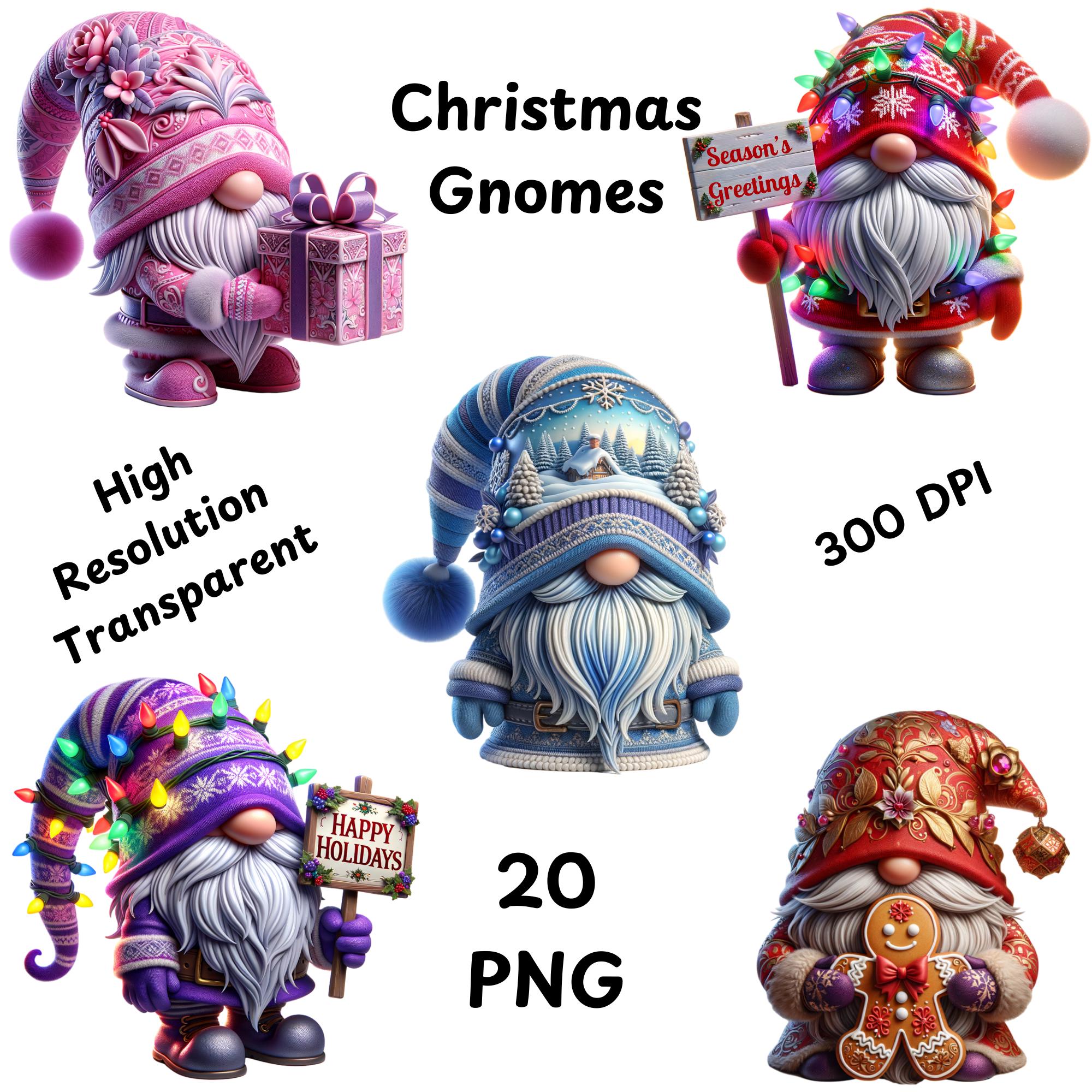 Christmas Gnome Clipart Bundle, Winter Gnome Png Graphics, Christmas ...